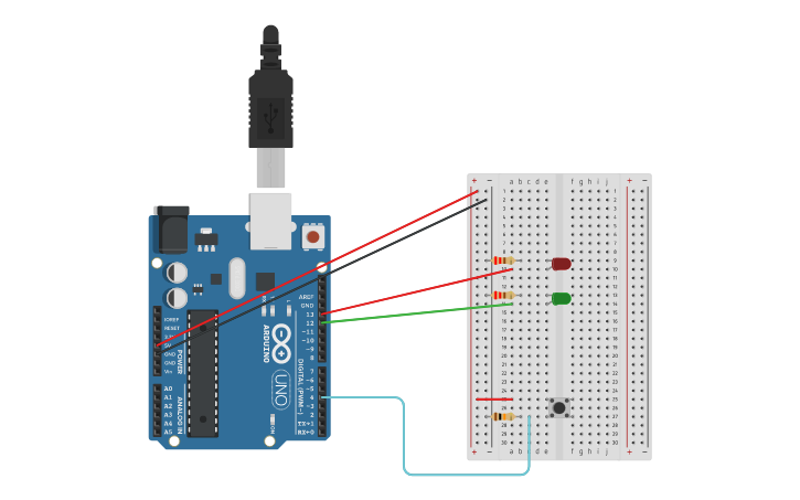 Circuit design Práctica Arduino 2A) - Tinkercad