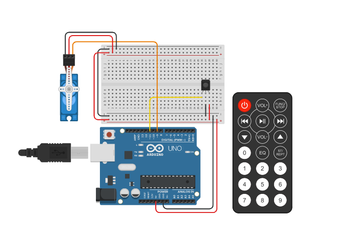 Circuit design IR-Remote-Servo_03 - Tinkercad