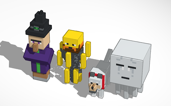 3D design Minecraft witch,blaze,wolf,ghast - Tinkercad