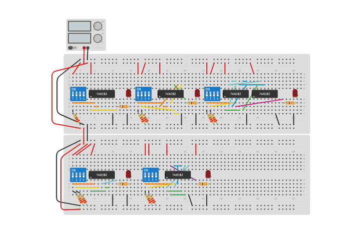 Circuit design USING NOR GATES LOGIC GATES - Tinkercad