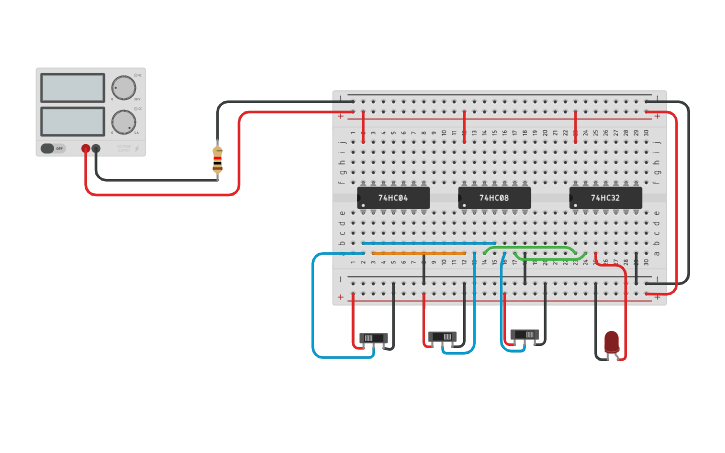 Circuit design 2:1 MUX - Tinkercad