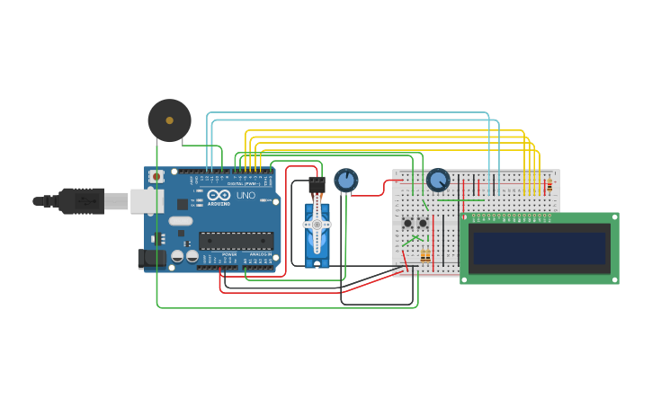 Circuit design Servo without for loop - Tinkercad