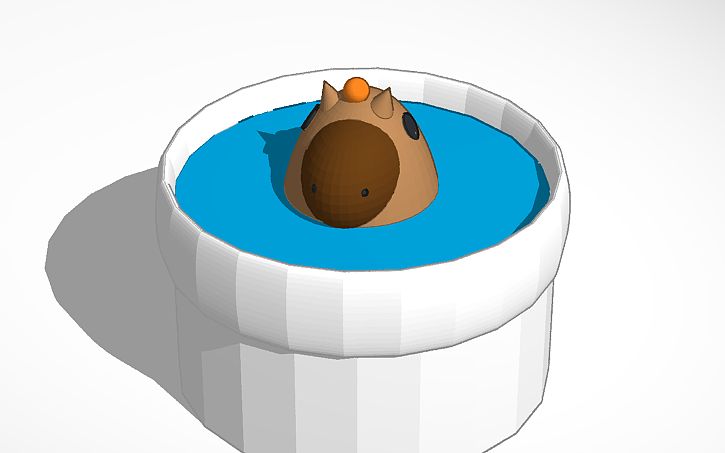 3D design Capybara in Tub - Tinkercad