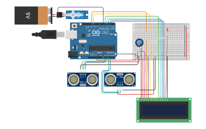 Circuit design Parqueadero - Tinkercad