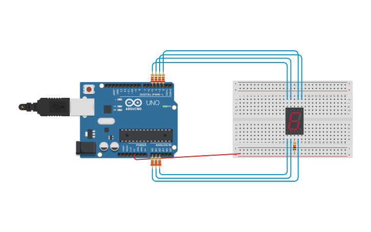 Circuit design Visualizador de 7 segmentos. - Tinkercad