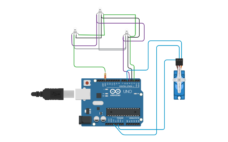 Circuit design RGB LUCES NAVIDAD - Tinkercad