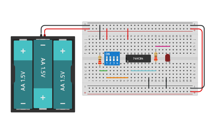 Circuit design Simulación De Las Compuertas NOT - Tinkercad