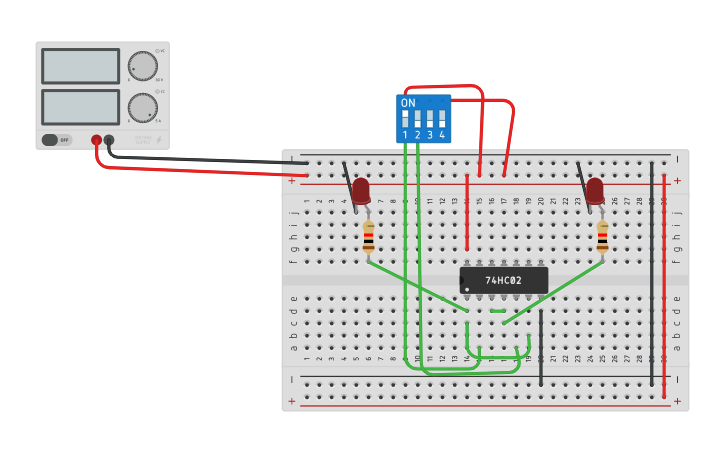 Circuit design SR LATCH USING NOR GATE - Tinkercad