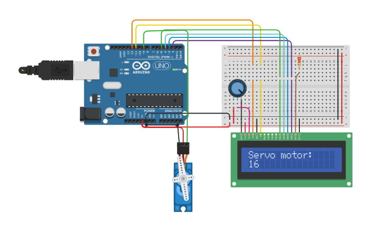 Circuit design servo motor - Tinkercad