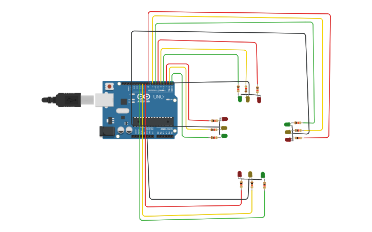 Circuit design LAMPU PEREMPATAN - Tinkercad