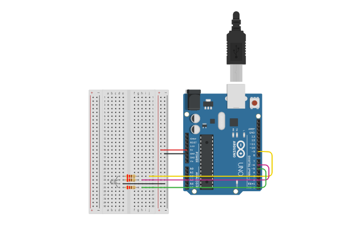 Circuit design LED RGB - Tinkercad