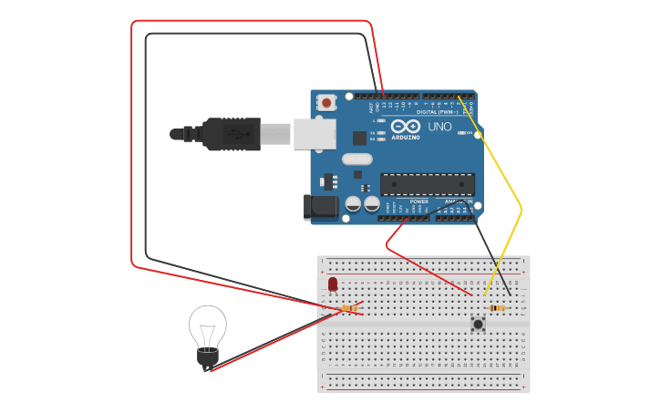 Circuit design A04-Morse Code Beacon with Button | Tinkercad