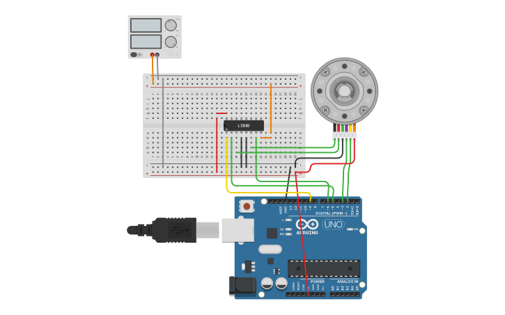 Circuit design Copy of Commande MCC Boucle Ouverte (original) - Tinkercad