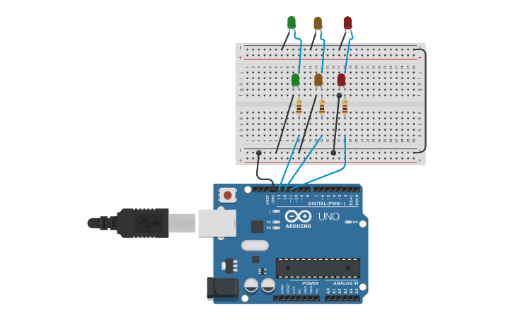 Circuit design Bluetooth HC06- Semaforo - Tinkercad