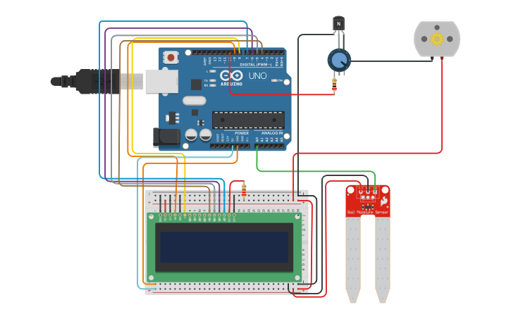 Circuit design sensor de humedad - Tinkercad