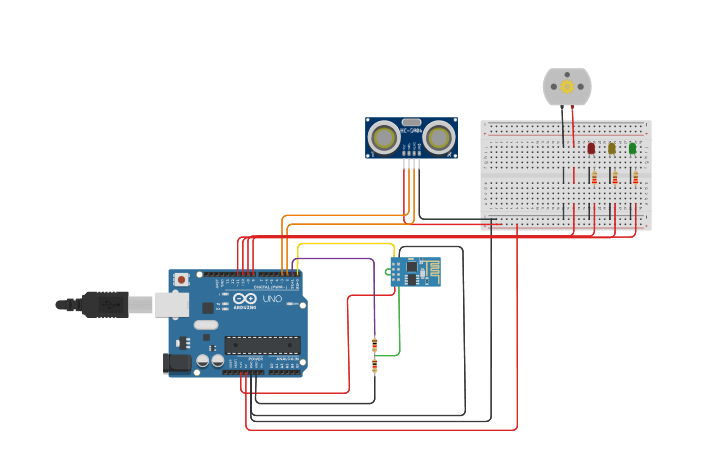 Circuit design Smart Bin with esp - Tinkercad