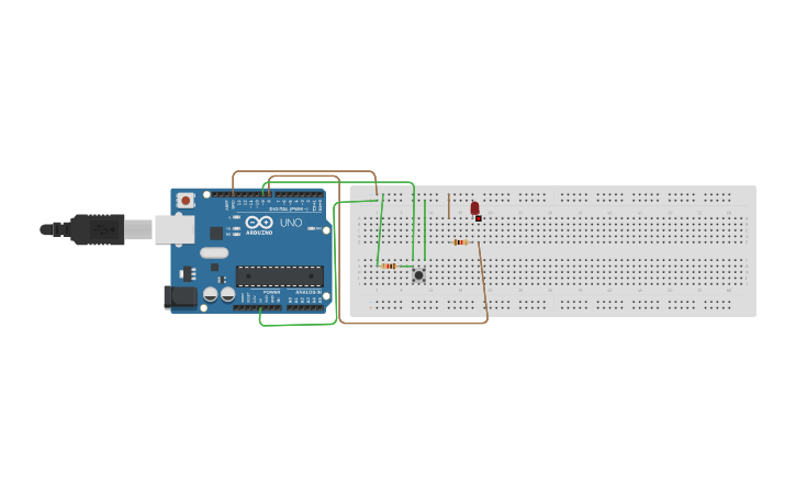 Circuit design Deney - 2 Arduino ile Buton ile Led Yakma | Tinkercad