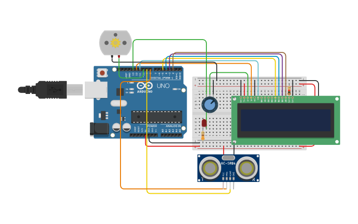 Circuit design Lab. 10 ARQUI (sensor ultrasónico) - Tinkercad