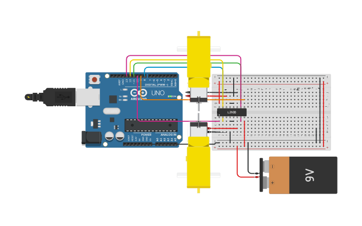 Circuit design P2_3.4 Full Motor Control Functions - Tinkercad