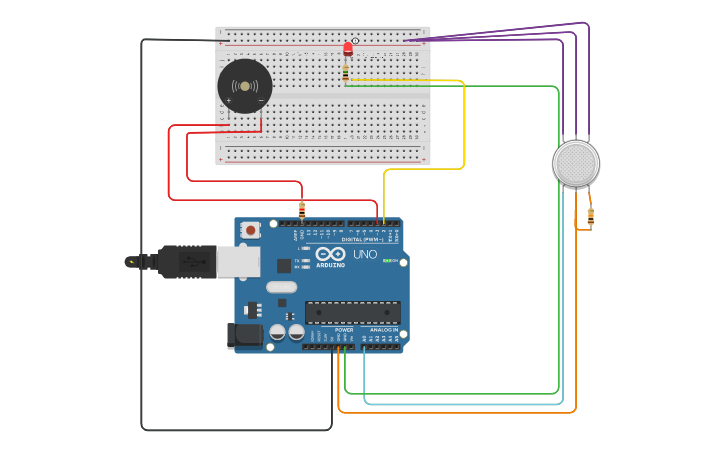 Circuit design GAS SENSOR - Tinkercad