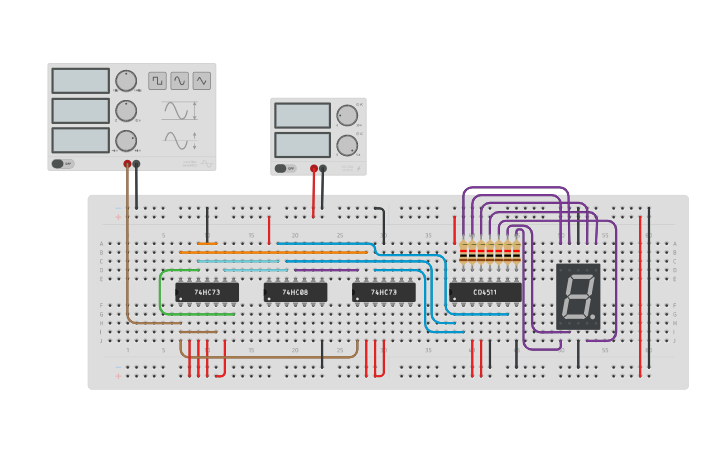 Circuit design Mod 5 Counter - Tinkercad