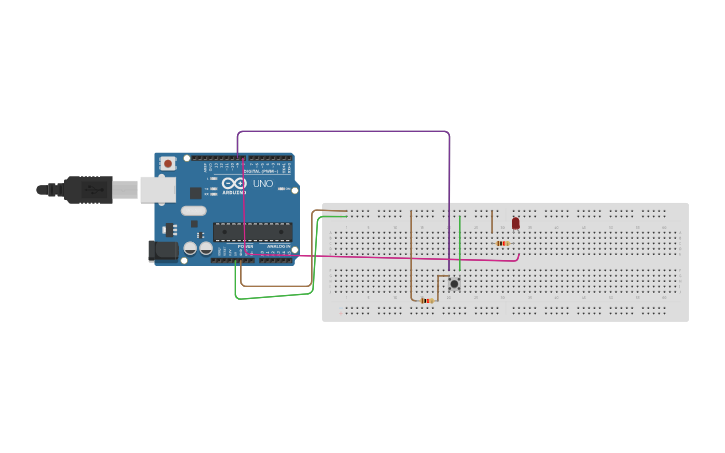 Circuit design Deney-2 Buton ile Led yakma - Tinkercad