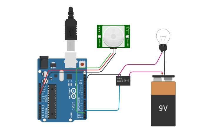 Circuit design Motion activated light - Tinkercad