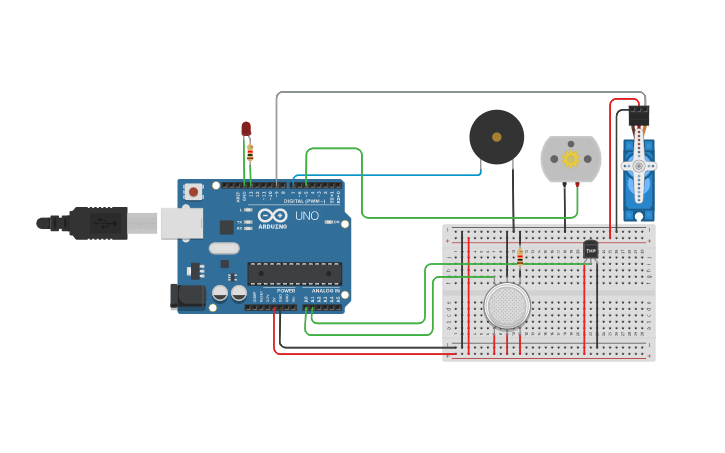 Circuit design Fire Alarm System - Tinkercad