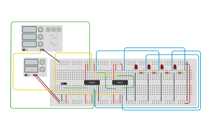 Circuit design shift register - Tinkercad
