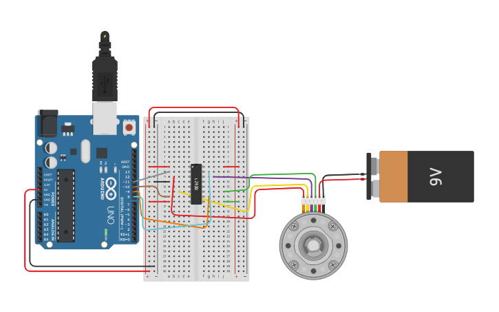 Circuit design stepper motor - Tinkercad