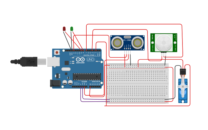 Circuit design wastemate: waste detector and monitoring bin - Tinkercad