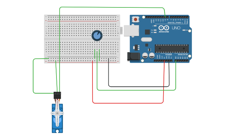 Circuit Design Servo Motor Using Potentiometer Tinkercad