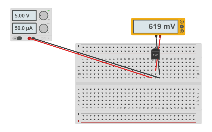 Circuit design Harel TMP-36 temp check no arduino - Tinkercad