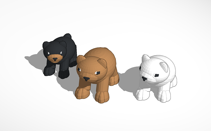 3D design Black Bear, Brown Bear, and Polar Bear (cute) | Tinkercad