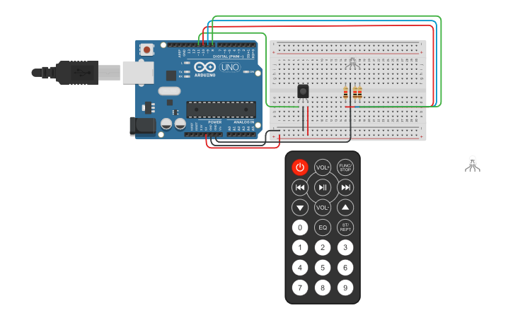 Circuit Design Ir Remote And Ir Sensor Turn Red Green Blue Led On Off Tinkercad