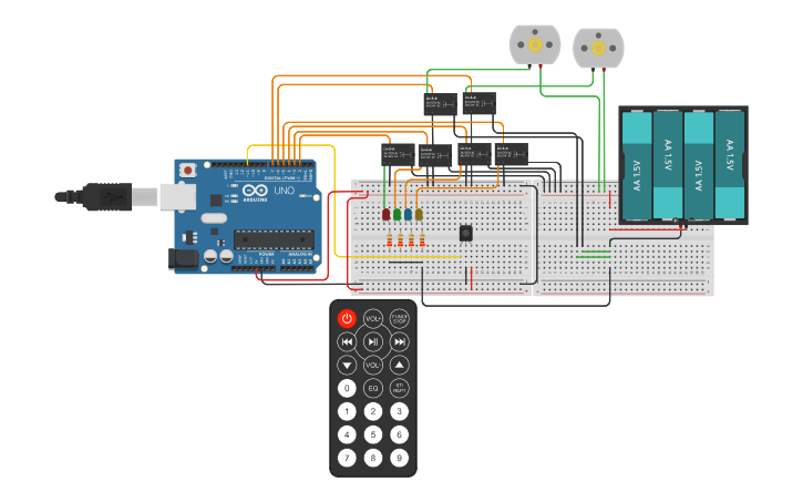 Circuit design Castro_IR Remote and Relays - Tinkercad