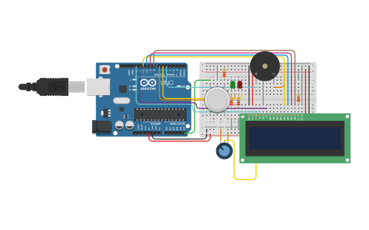 Circuit design Fire Alarm | Tinkercad