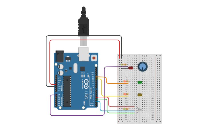 Circuit design digital + analog | Tinkercad