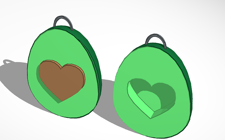 3d Design Avacado Keychains Tinkercad