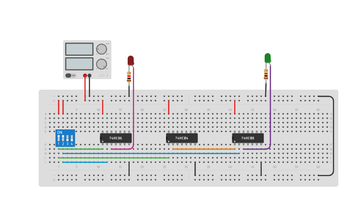 Circuit design Half Subtractor-Using Basic Gates | Tinkercad