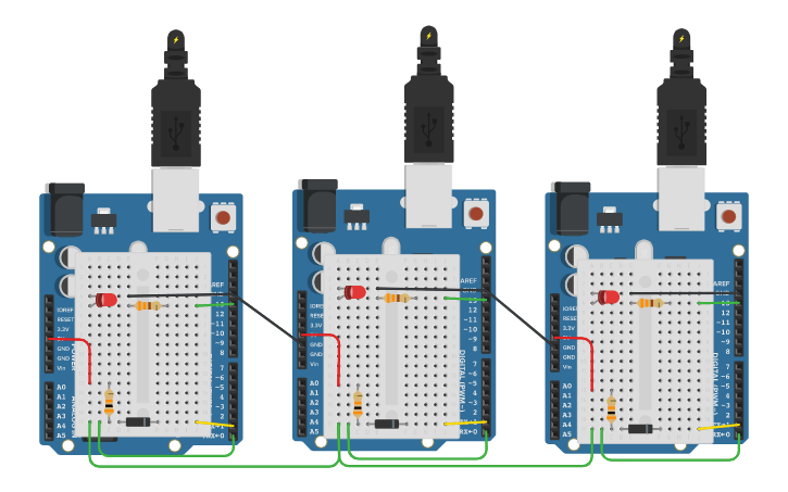 Circuit design Seriale Half-Duplex - Tinkercad