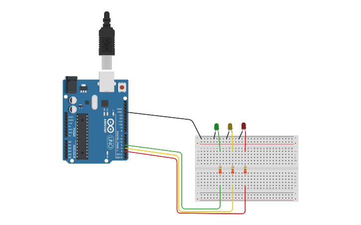Circuit design TRAFFIC LIGHT ARDIUNO - Tinkercad