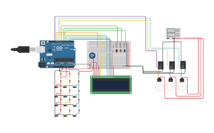 Circuit design Underground Cable Fault Detection using Arduino by Rafiq - Tinkercad