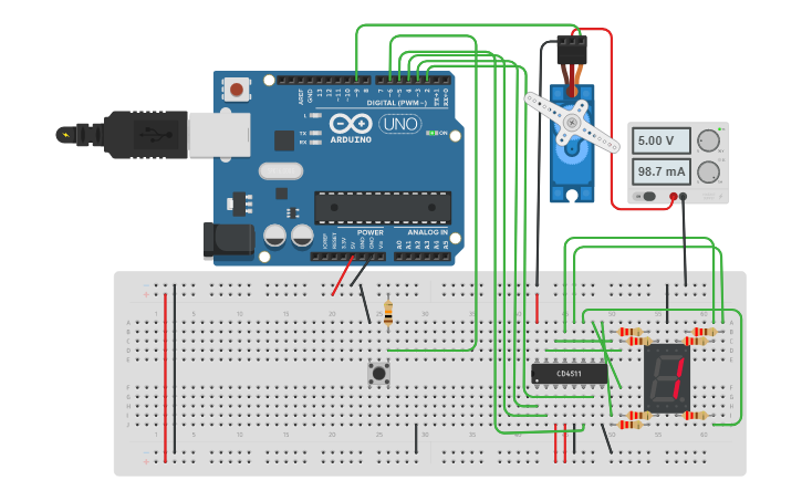 Circuit design 伺服馬達 多段位置控制 - Tinkercad