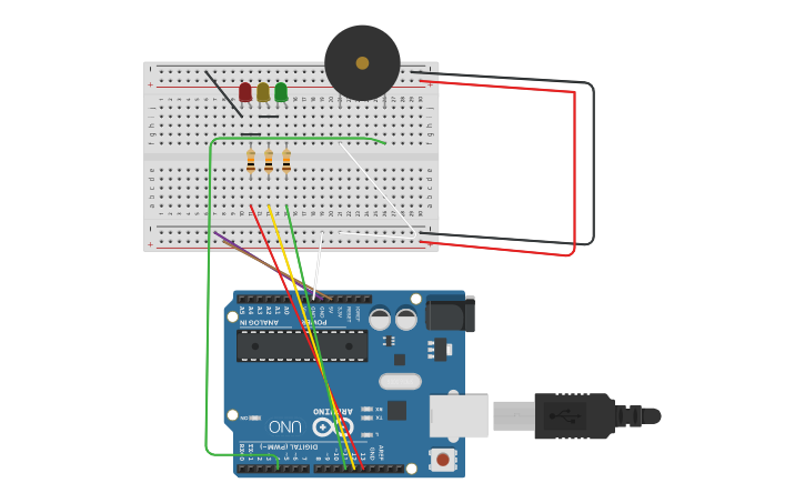 Circuit design Semáforo TDS | Tinkercad