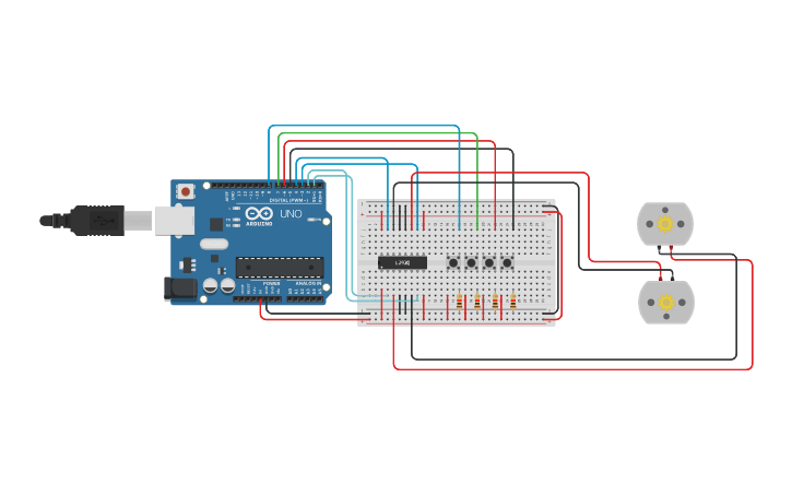 Circuit design L293D Motor Driver (forward, reverse, right, left) Push ...