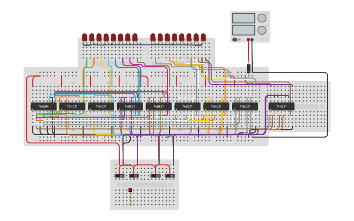 Circuit design 4-to-16 Decoder - Tinkercad