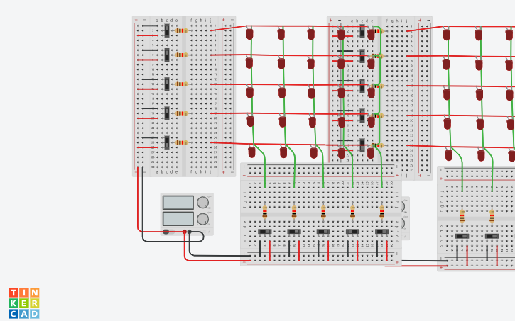 Circuit design LED MATRIX 5X5 EXAMPLE - Tinkercad