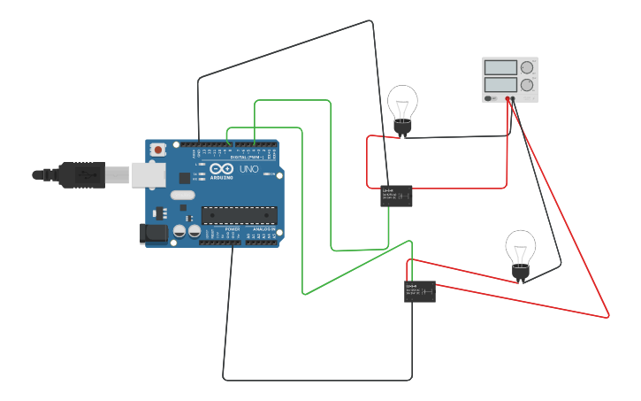 Circuit design HA -8 RELAY INTERFACING - Tinkercad