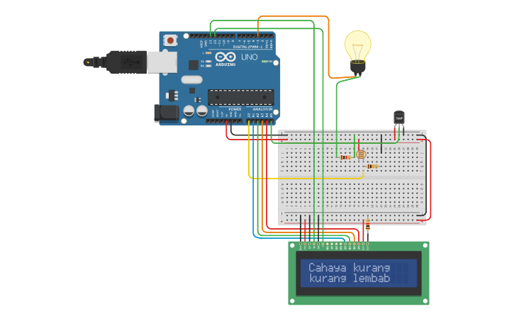 Circuit design sensor cahaya - Tinkercad